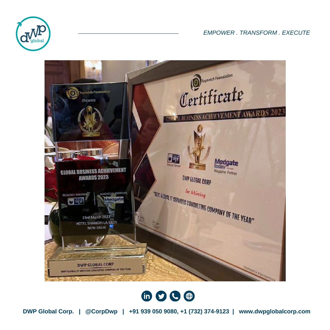 Dwp Global Corp Shines On As The Global It Services Consulting Company Of The Year At The 